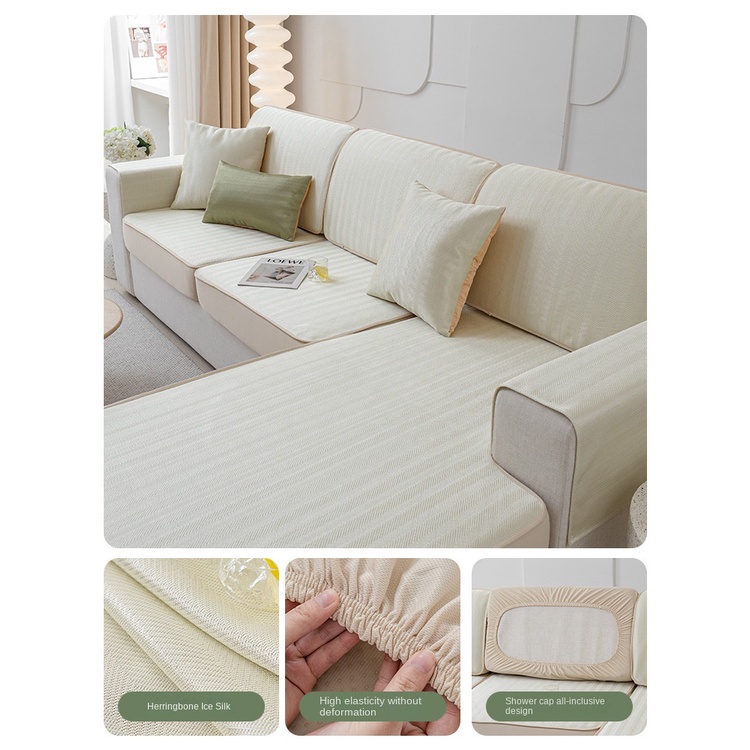Cooling Sofa Seat Cover Ice Silk Sofa Backrest Cover Anti Slip Headrest ...