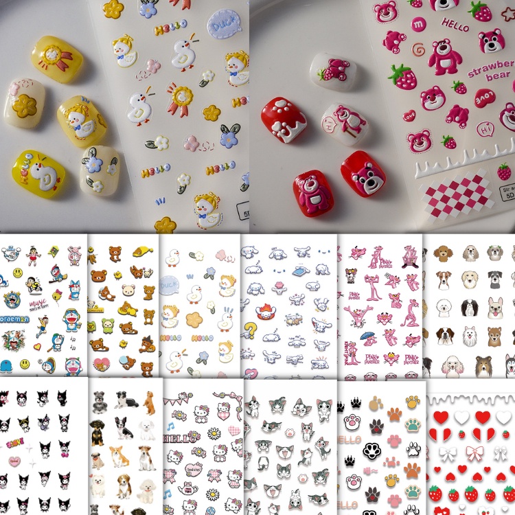 Unique 5D Embossed Silk Sticker | Cartoon Strawberry Bear Lotso Kuromi ...