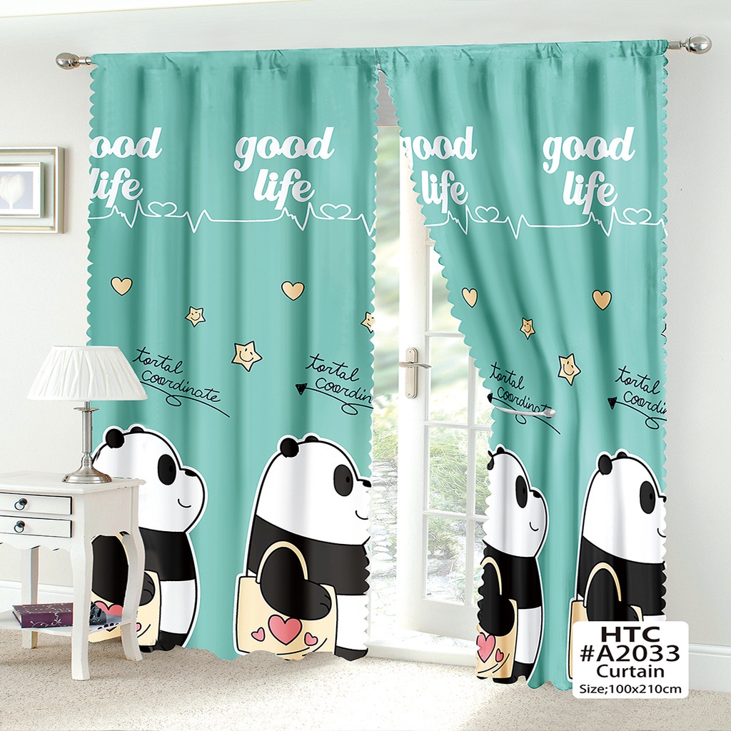 1pcs New Panda Curtains Window or Door House Decor Cotton Kurtina 100cm ...
