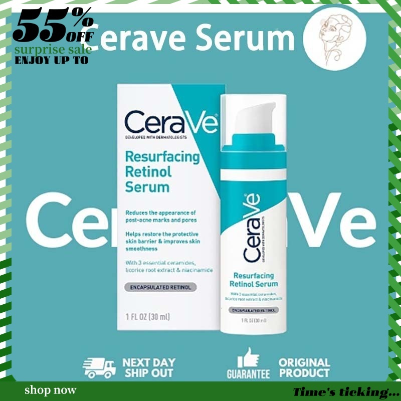 Cerave Resurfacing Retinol Facial Serum For Post Acne Marks And Skin
