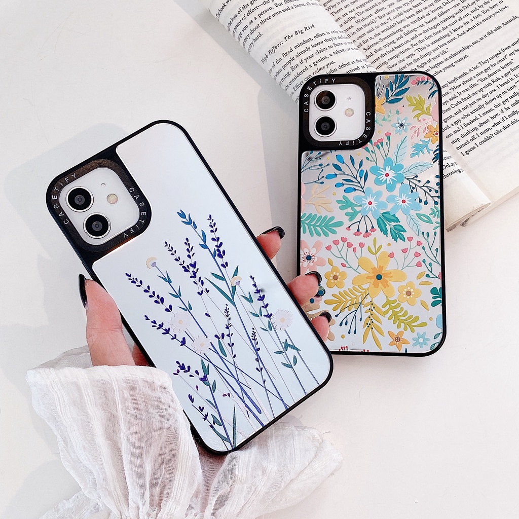 Ins Mirror Plant Daisy Lavender Purple Flower Flore Vine Hard Case ...