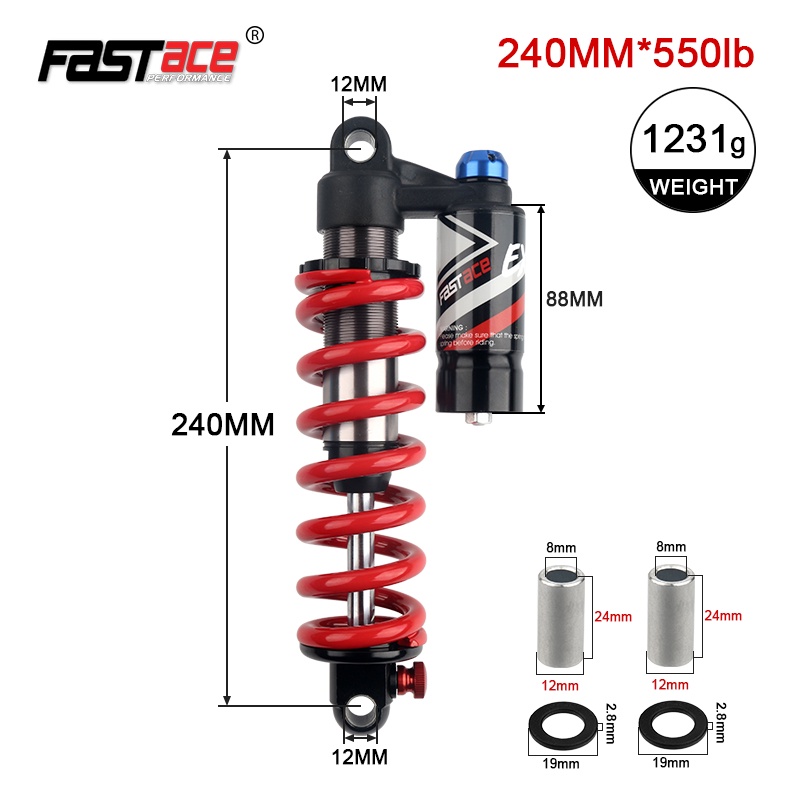 Fastace 53RC MTB Downhill Bicycle Shock Absorber190 200 210 220 240mm ...
