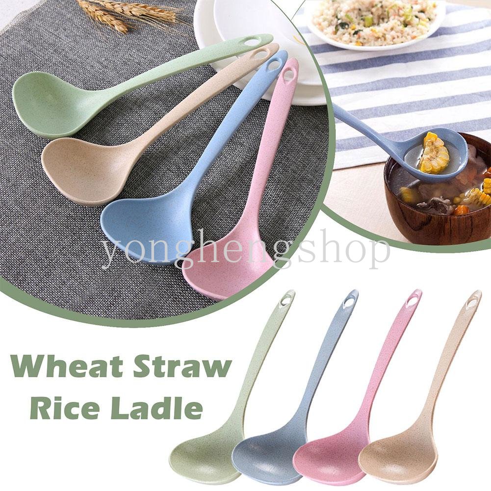 Wheat Straw Rice Ladle Long Handle Porridge Soup Spoon Tableware Scoops ...