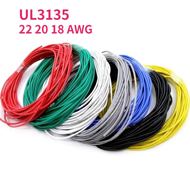 Copper Wire 22 20 18 AWG Soft Silicone Rubber Insulated Flexible UL3135 Electron LED Lamp ...