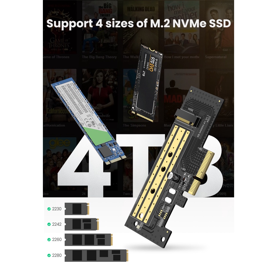 Ugreen PCIE to M2 Adapter NVMe M.2 PCI Express Adapter 32Gbps PCI-E ...