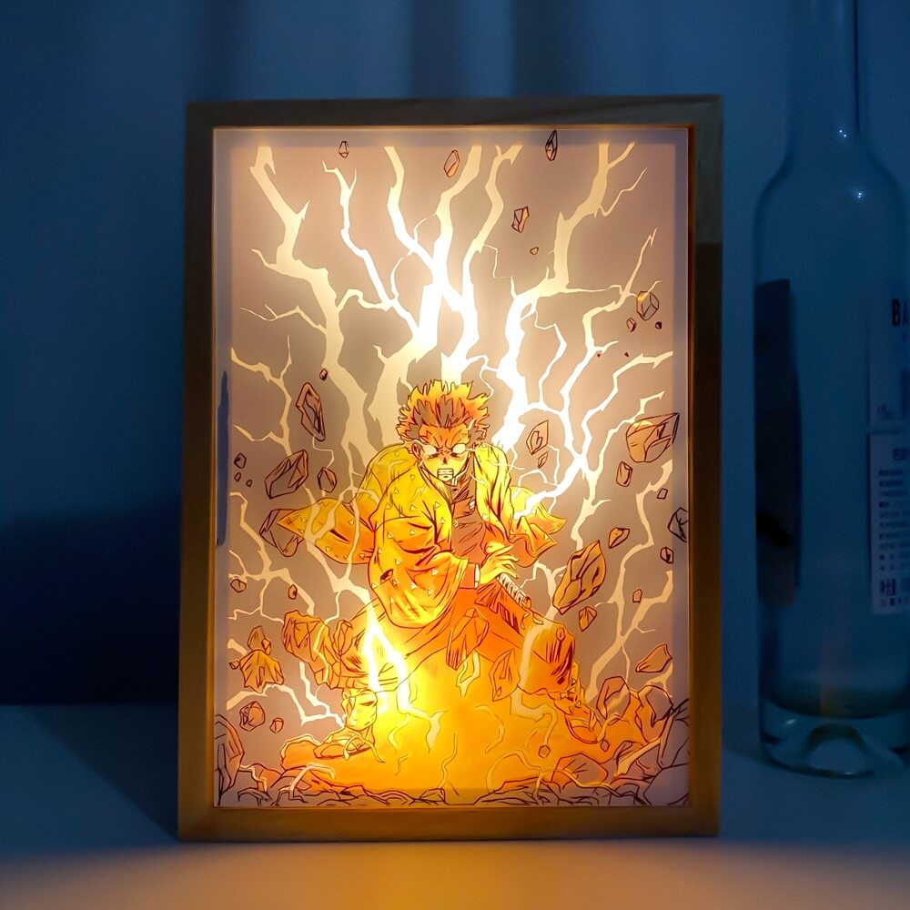 Demon Slayer Wood Photo Frame Lamp Agatsuma Zenitsu Figure Night Light ...