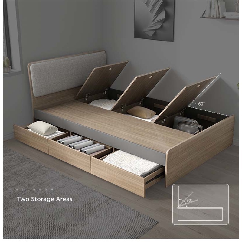 (FREE INSTALLATION) Pre Order Muyue Minimalist Wood Storage Bed ...