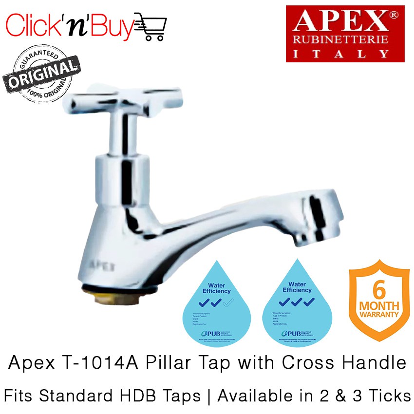 Apex T‐1014A Pillar Tap with Cross Handle. Fits most HDB taps of 1/2 inch. Dimensions (L x W x H ...