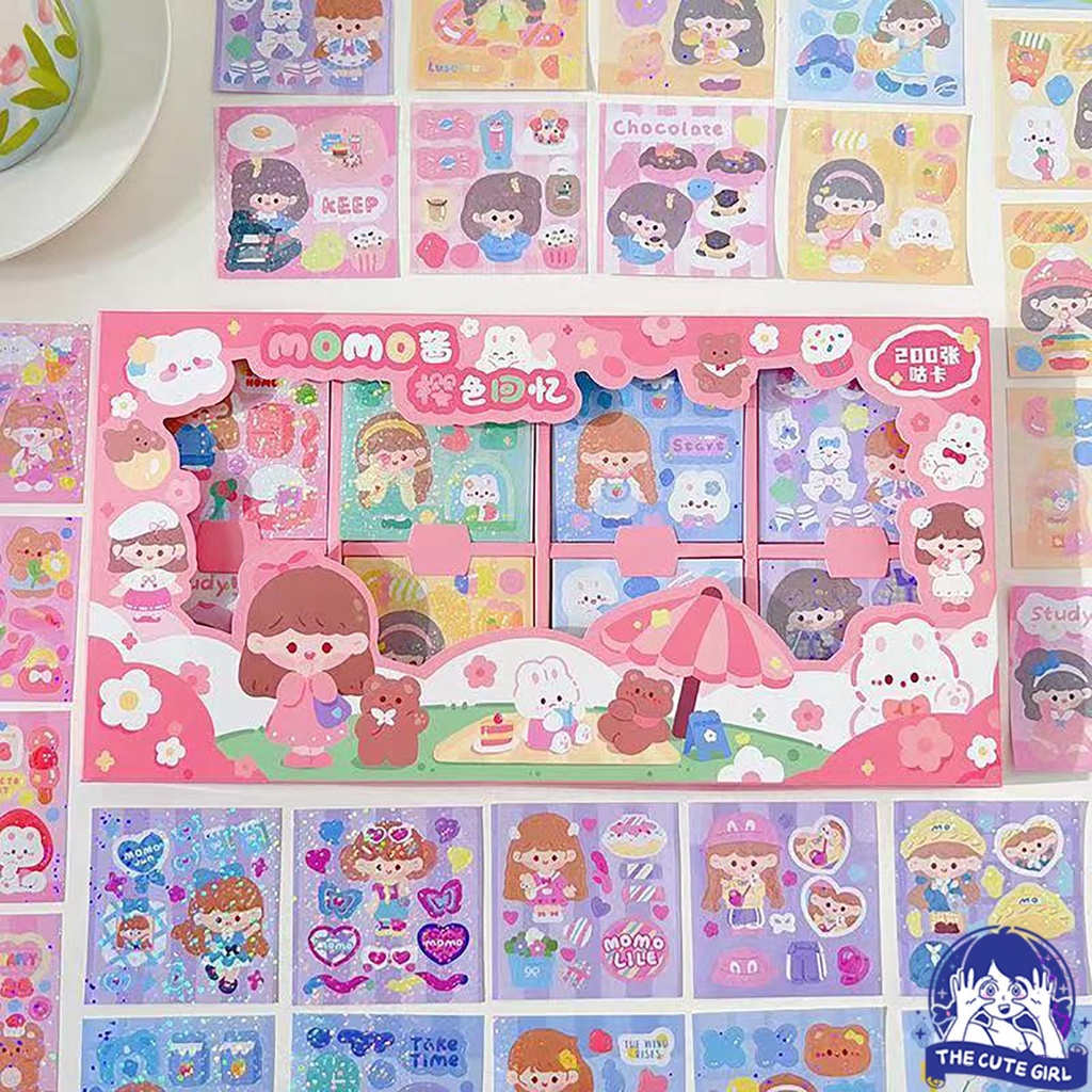 Momo Box Sticker 1 Box Contains 200 Different Sheets Glitter Sticker ...