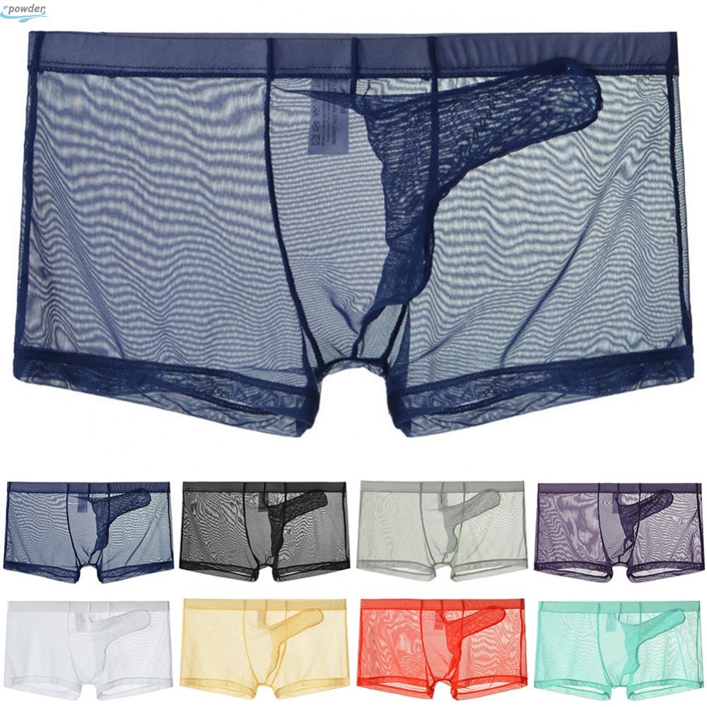 #POWDER#Sexy Men Underwear Transparent Ultra-thin See Through Boxer ...