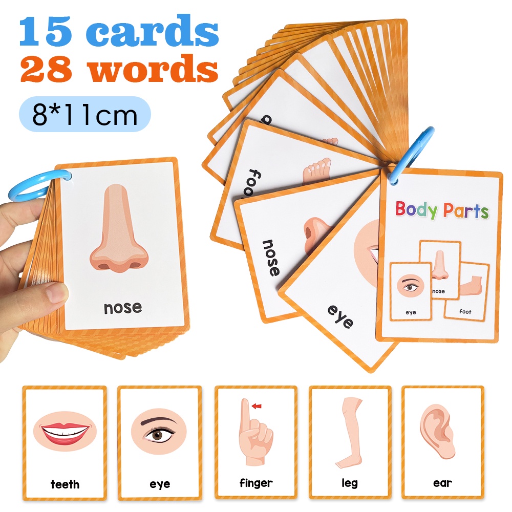 Children Learning Body Parts English Cards Flash Card for Kids Baby ...