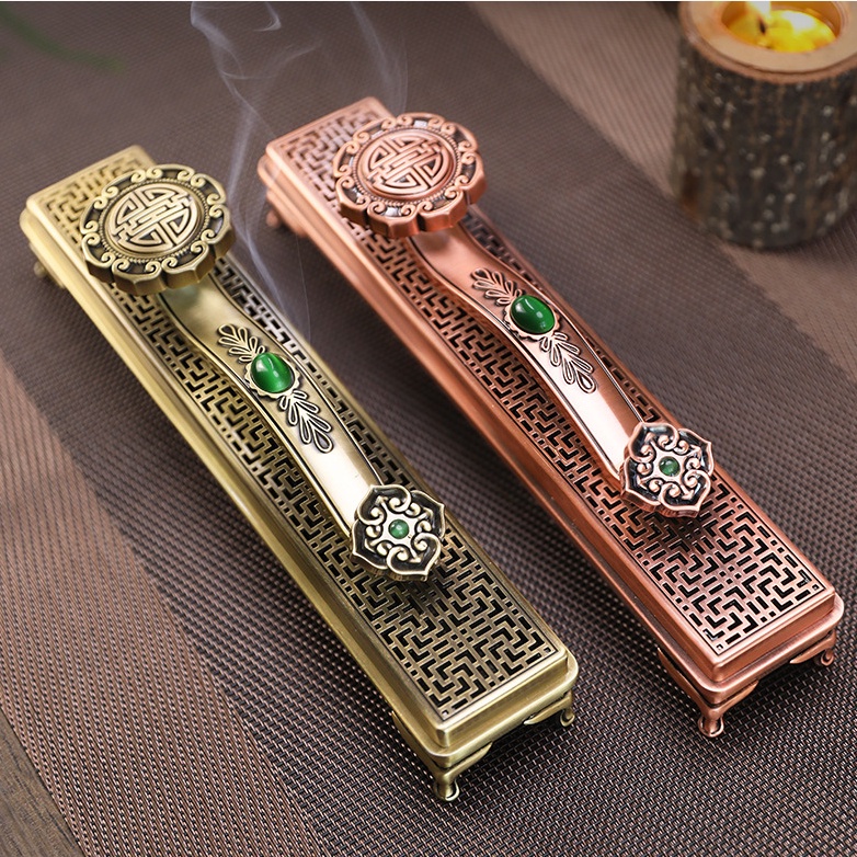 品香馆 Retro Alloy Incense Stick Holder Ruyi Metal Handle Burning Joss ...