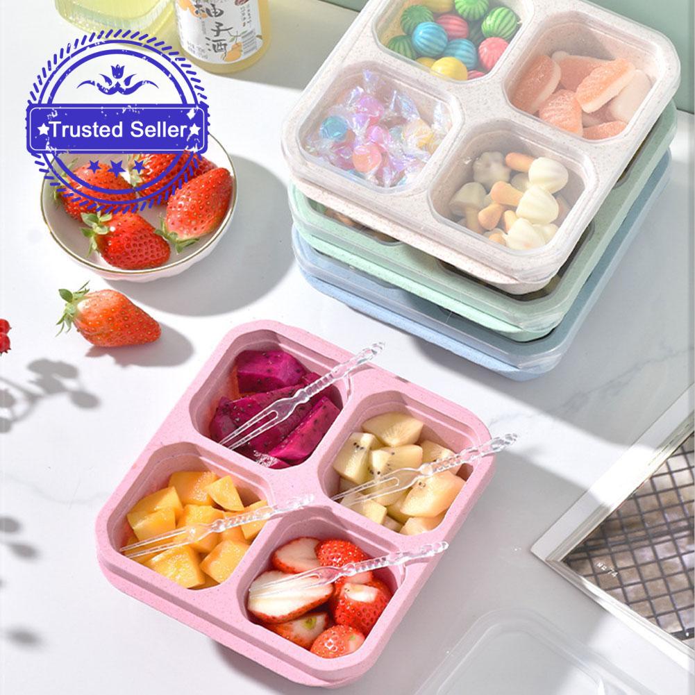 【COD】Snack Containers Divided Bento Snack Box 4 Compartments Reusab ...