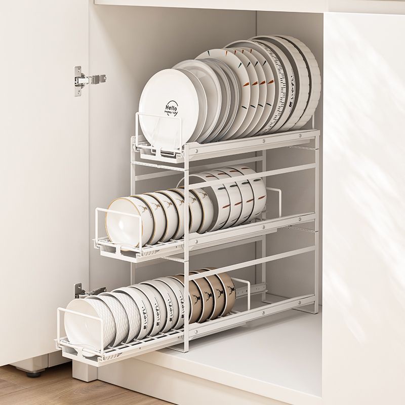 Pull-out Cupboard Kitchen Dish Shelf Cabinet Drawer Drawer Dish Rack ...