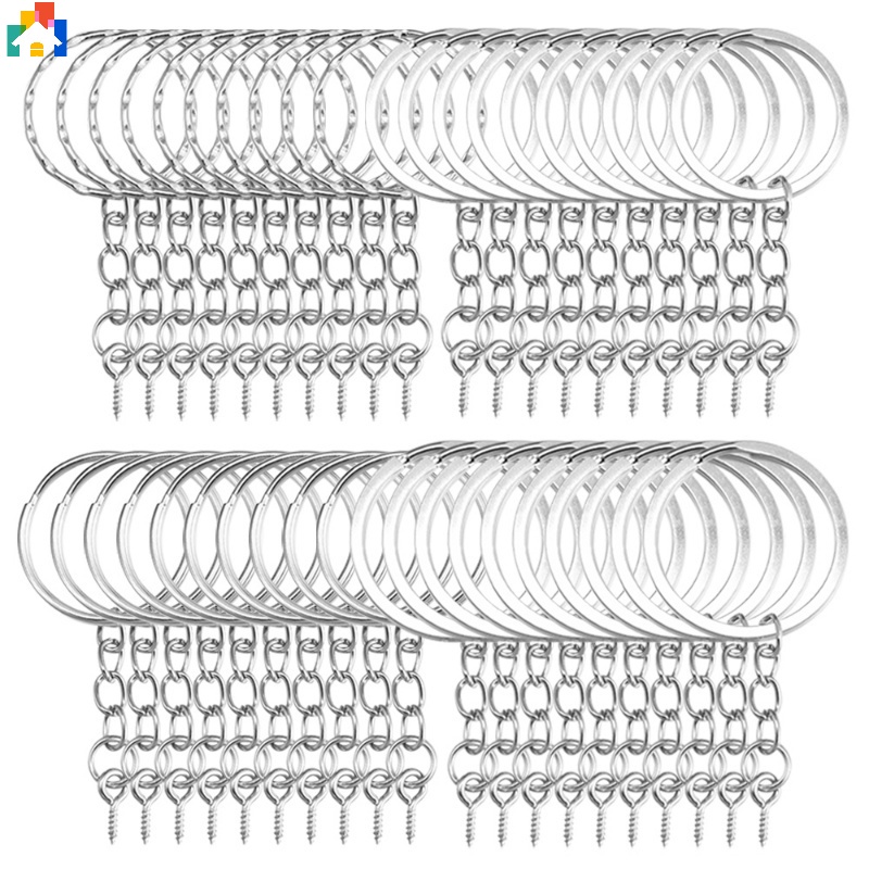 10 Pcs New Simple Screw Eye Pin Key Chain Multi-size Round Silver Color ...