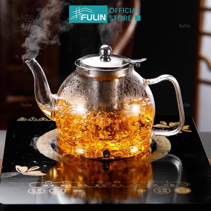 1.2L Transparent Glass Teapot Heat Resistant Glass Flower Teapot Kettle ...