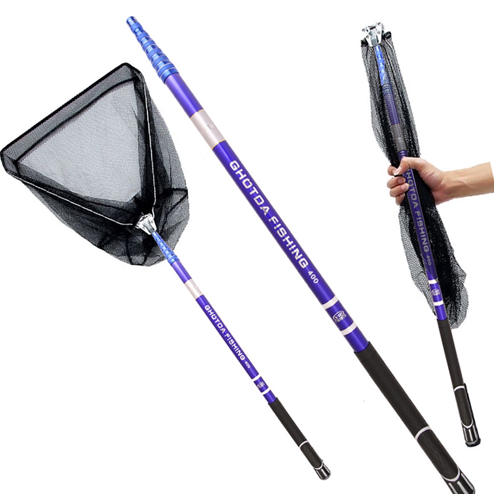4.0/3.0/2.1m Carbon Fiber Retractable Fishing Net Telescoping Foldable ...