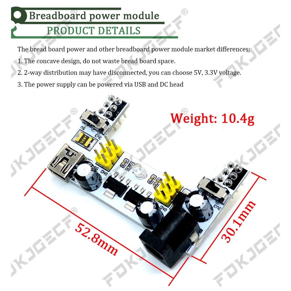 3.3V/5V MB102 Breadboard power module+MB-102 830 points Prototype Bread ...