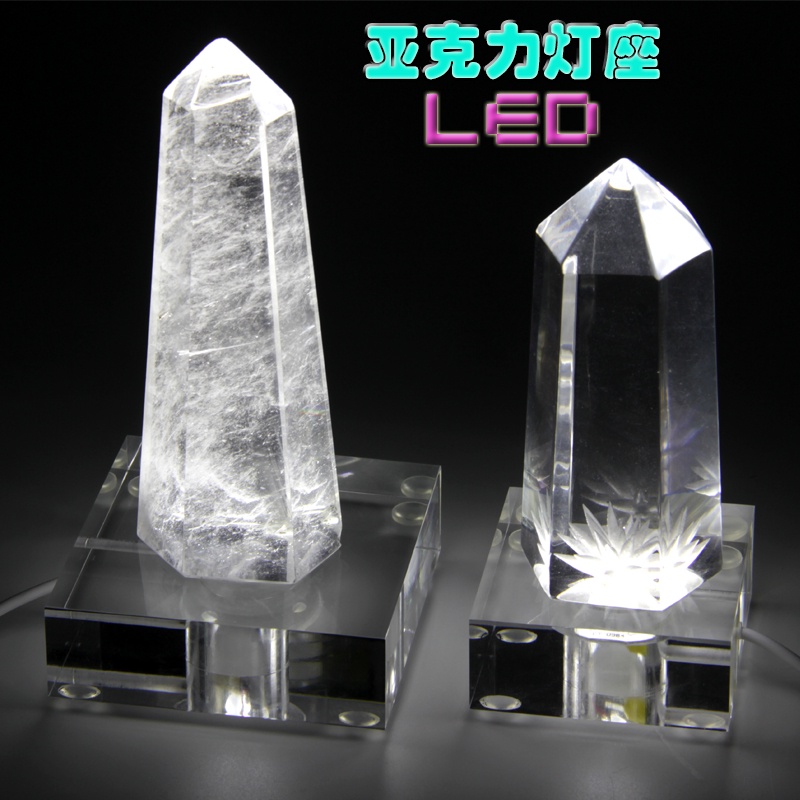 Acrylic LED Lamp Holder Crystal Mineral Label Display Stand Night Light ...