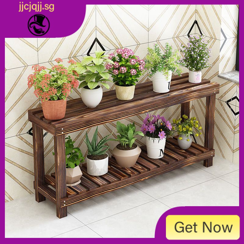 [in stock] balcony shelf succulent green rose simple solid wood flower ...