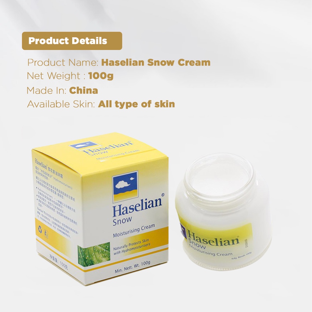 Haselian Snow 100g Moisturising Cream | Face & Body Moisturiser Cream ...