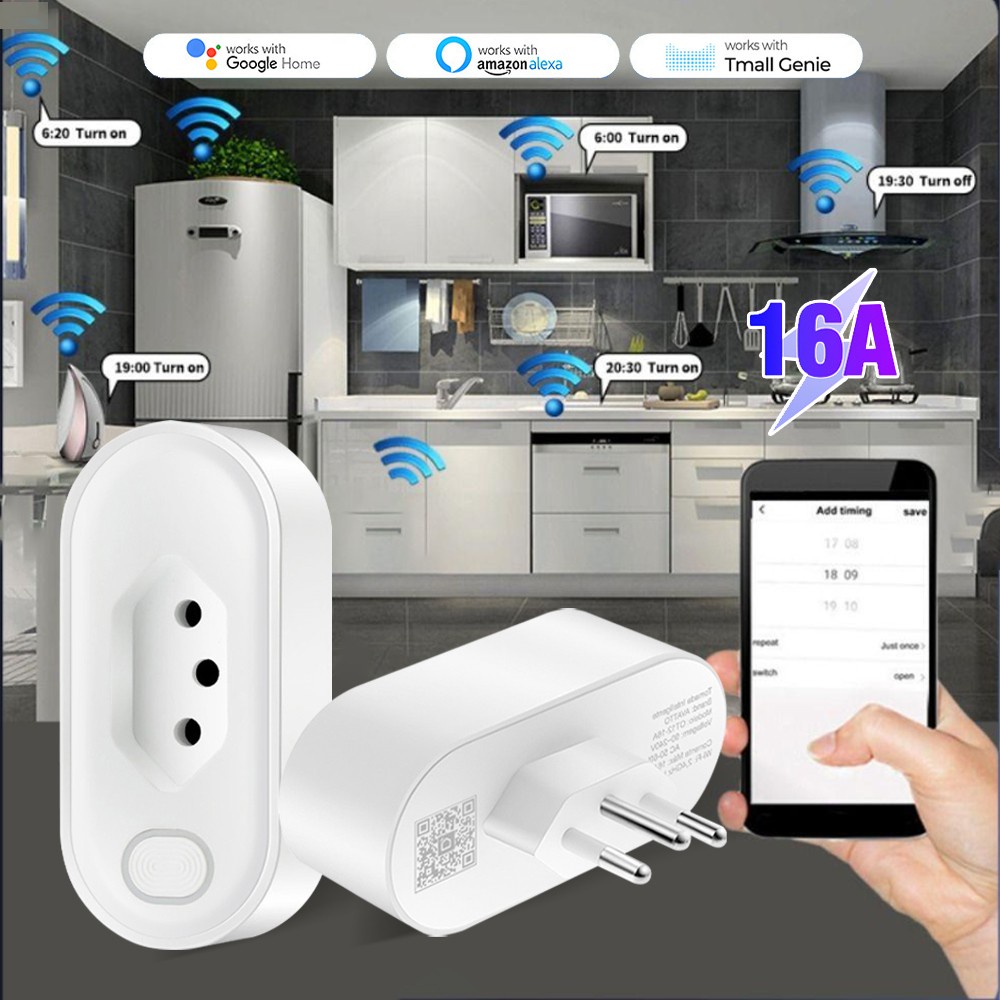 TUYA Wifi Smart Plug Brazil Standard 16A with Energy Monitoring ...