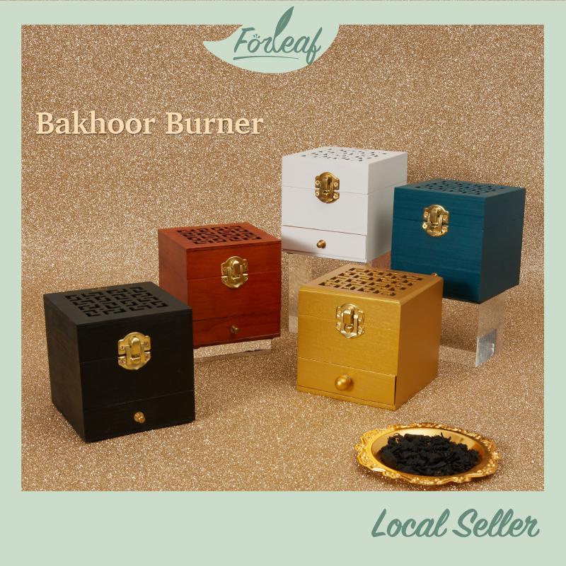 Forleaf Mabkhara Wooden Box Square Wood Bakhoor Burner Bukhoor Incense ...