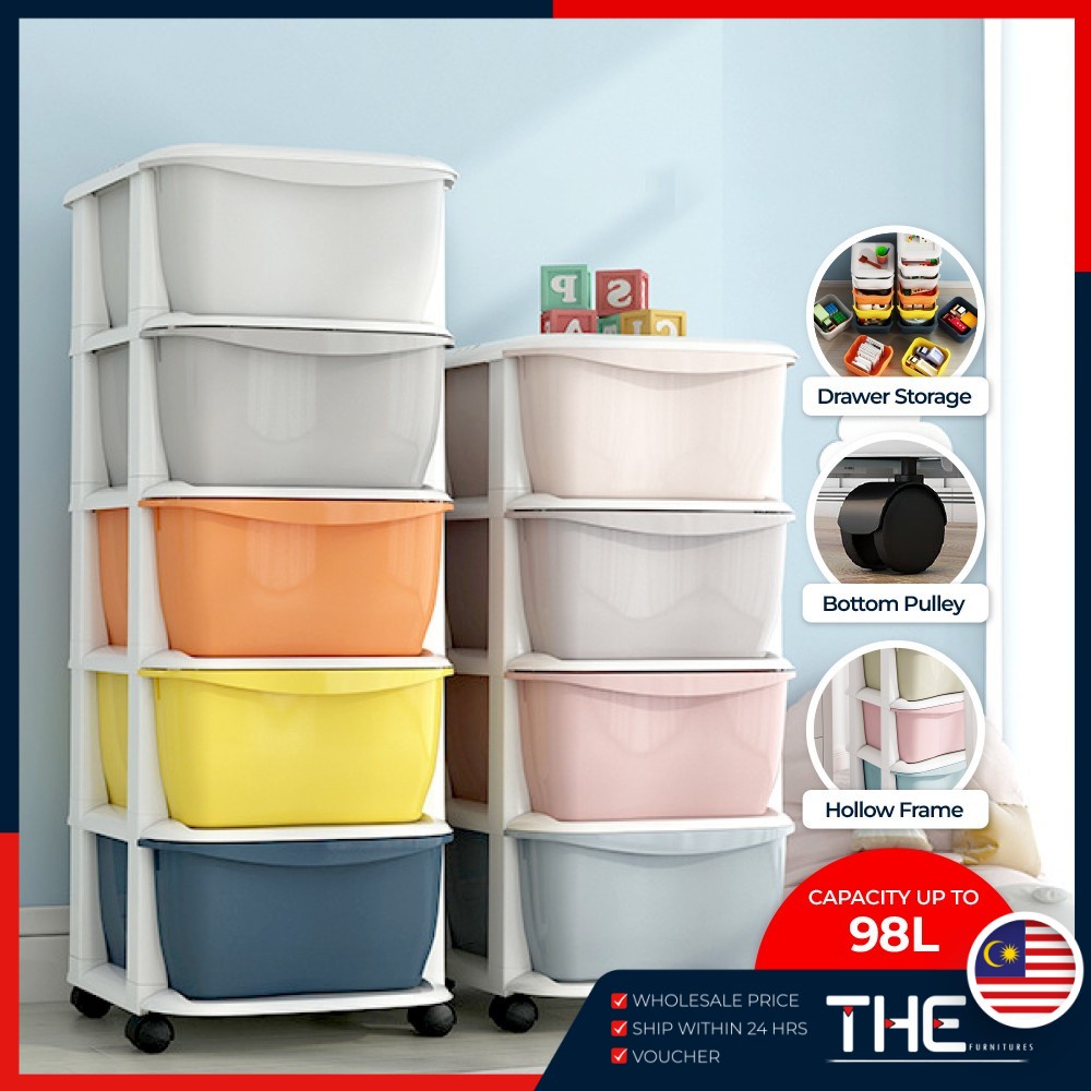 THE 3/4/5/6 Layers Plastic Drawer Storage Cabinet With Wheels Drawer ...