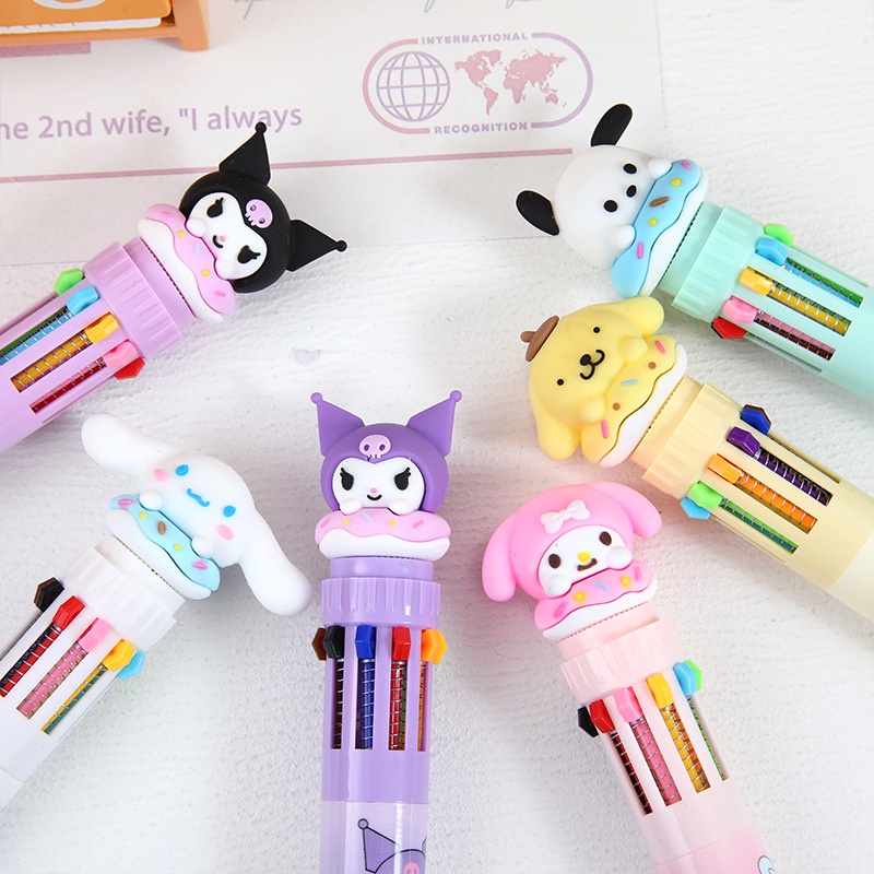 Cartoon San Liou 10 Color Pen Cute Student Handheld Account Pen Color ...