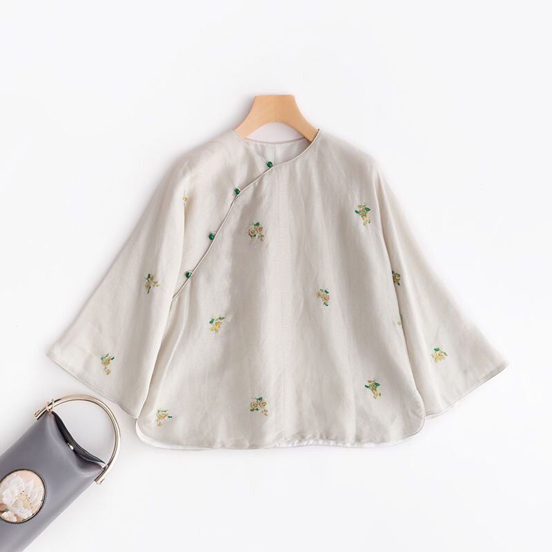 Chinese Retro Chinese Style Silk Linen Jacquard Improved Cheongsam Tang ...
