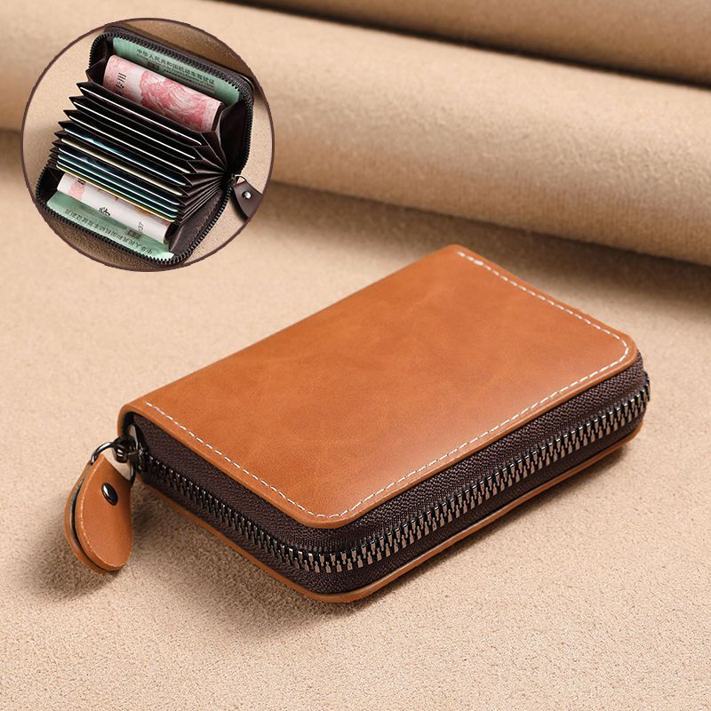 Card Bag, Soft Leather, Men's Large Capacity Card Holder, Multiple Anti ...