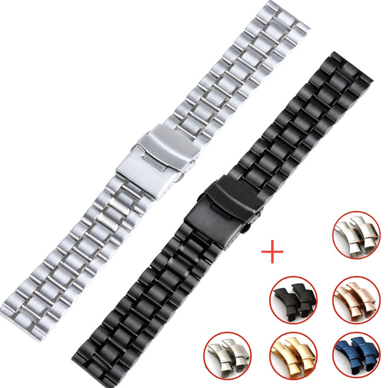 Curved End Bracelet Watch Band Flat Universal Stainless Steel Watch ...