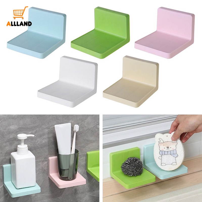 Modern Simple L Shape Wall Mounted Plastic Storage Rack/ Self Adhesive ...