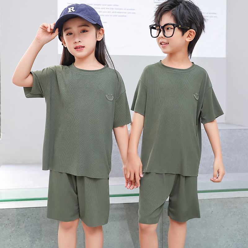 3-18Years Summer Kids Pajamas Set Teenage Youth Short Sleeve Sleepwear ...