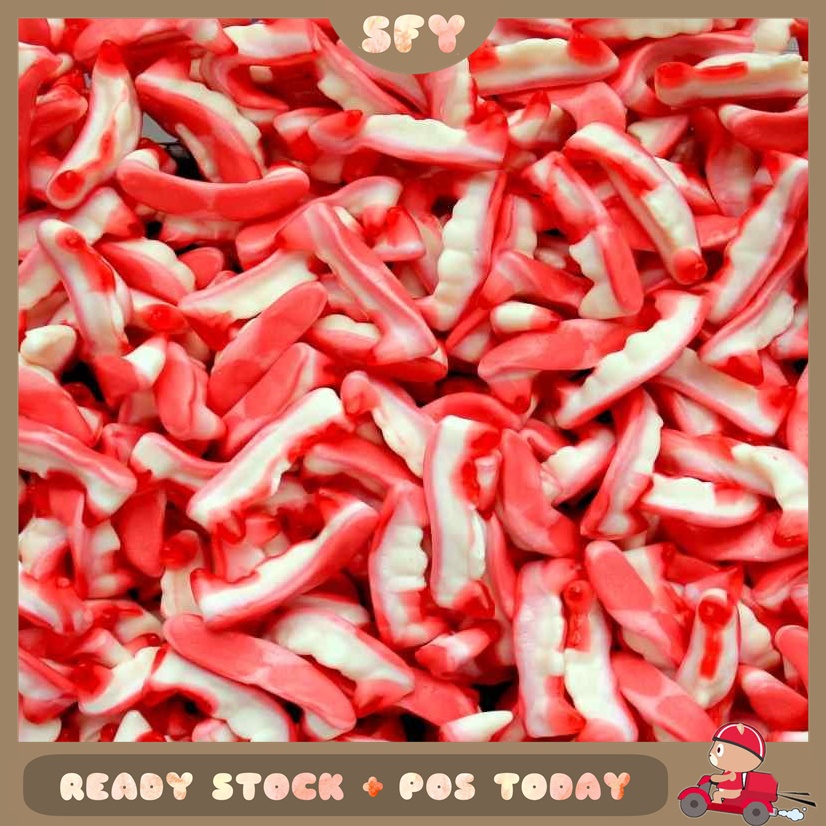 Halal 100g Bebeto Vampire Teeth Gummy Candy Haloween Jelly Gigi ...