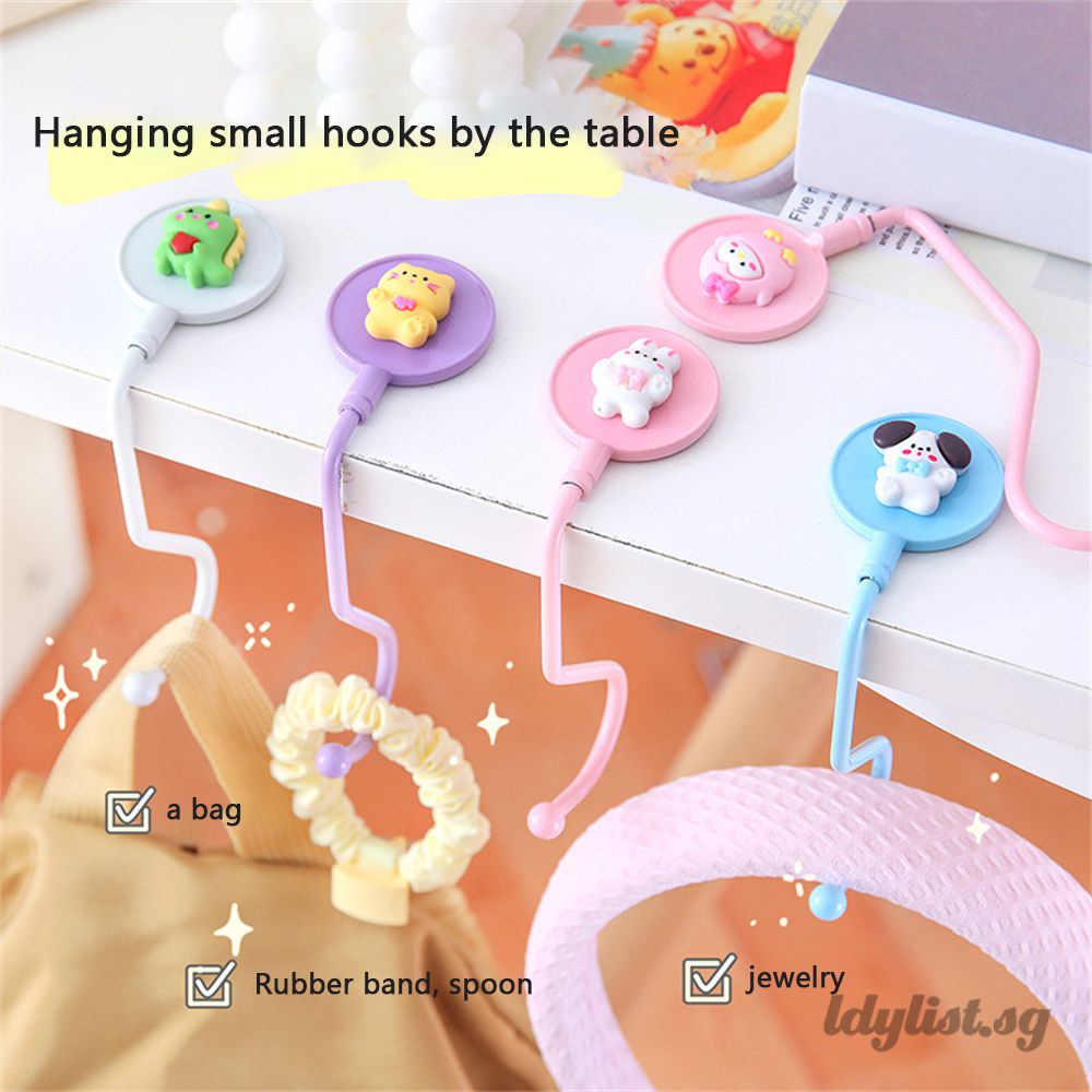 ღ Cute Animal Hook Portable Foldable Table Edge Hook Desk Side Handbag ...