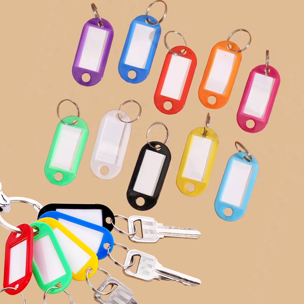 10Pcs Plastic Keychain Key Tags with Split Ring Label Window for DIY ...