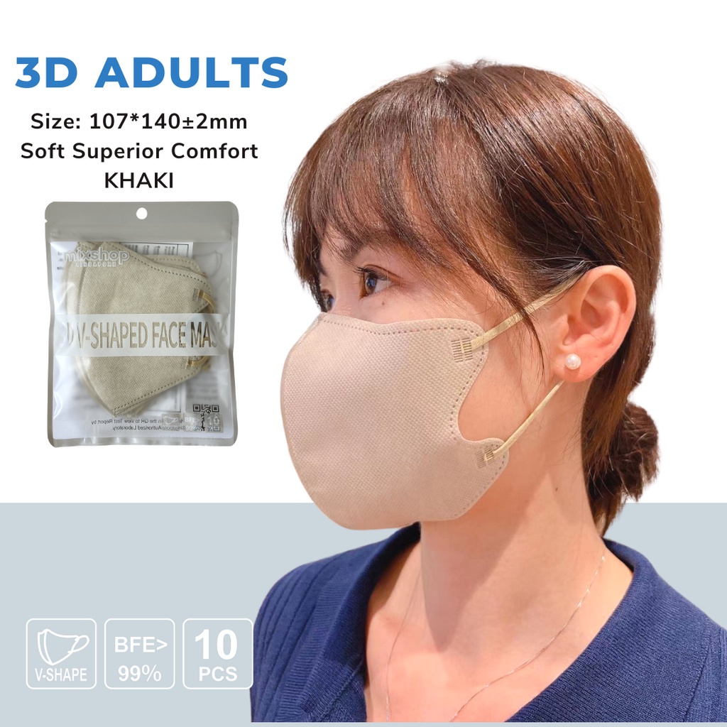 mixshop 3D V-Shaped Face Mask, 3 Sizes, BFE>99% | Shopee Singapore