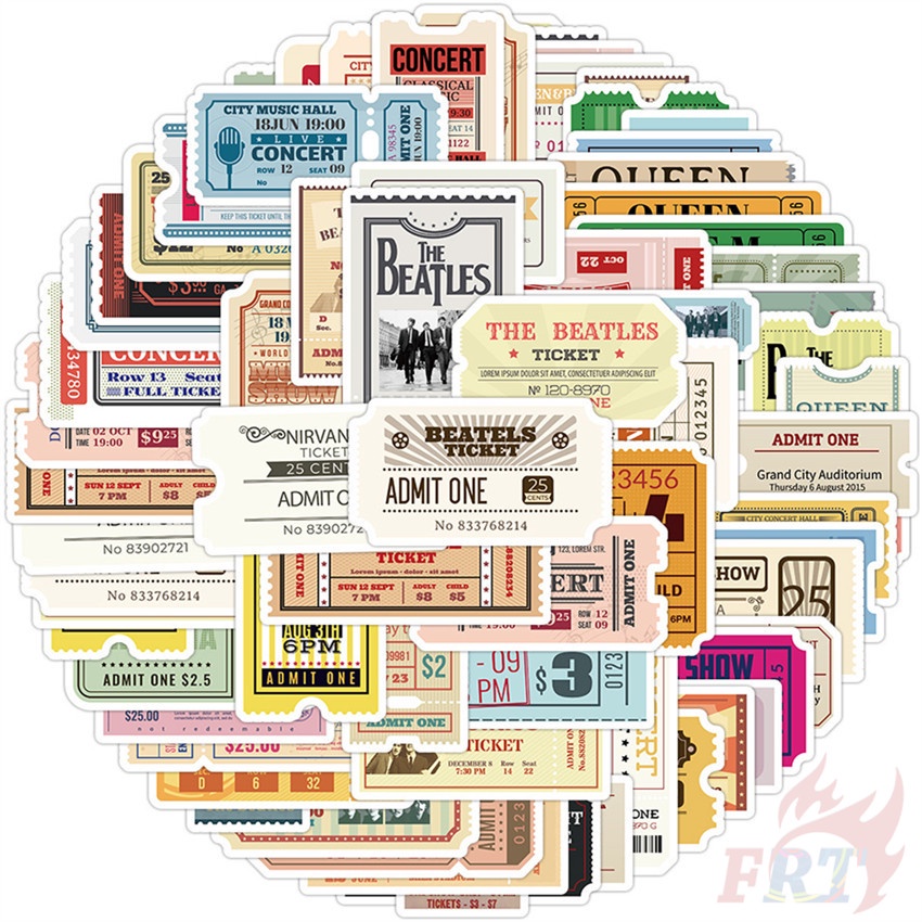 60Pcs/Set Rock Band . Retro Tickets Series 01 Stickers DIY Fashion ...