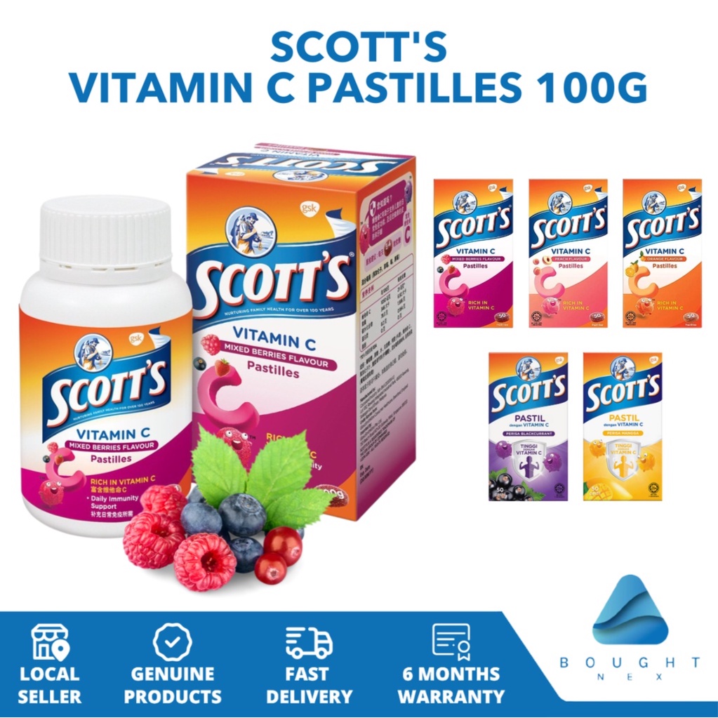 Scott's Vitamin C Pastilles Immune-Boosting Bursting Antioxidants 100g ...