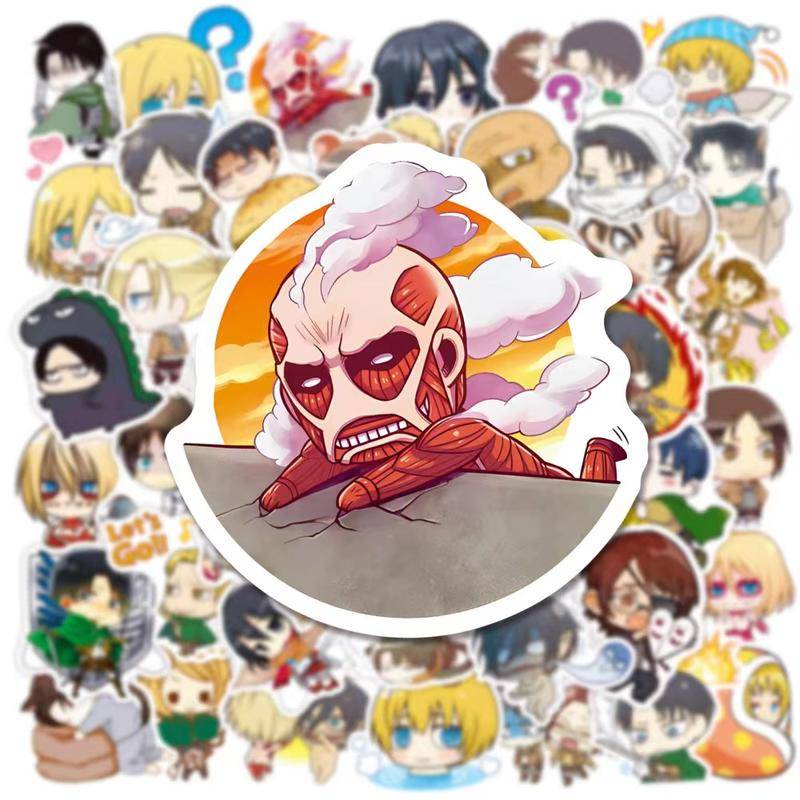 50Pcs Attack on Titan Graffiti Stickers Cool DIY Suitcase Guitar Car ...