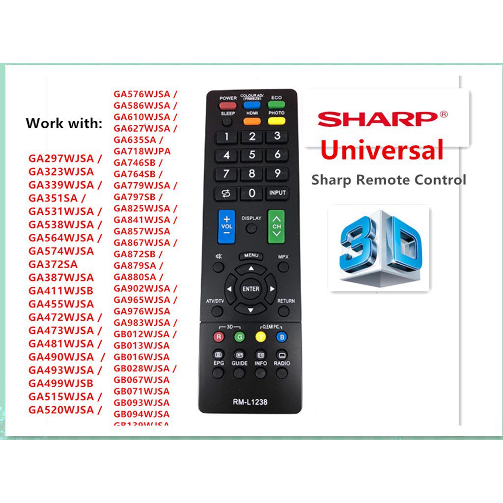 Sharp remote control Smart TV (used with LCD, LED, all models are sharp ...