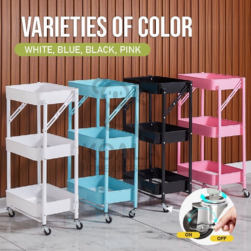 🇸🇬Koala Home🔥Foldable Trolley Rack/Trolley Shelf/Kitchen Shelf Movable ...
