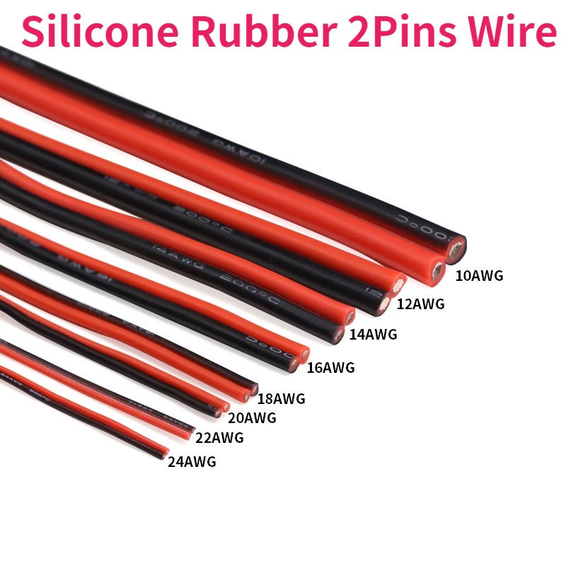Copper Wire Silicone Rubber Cable Super Soft 10 12 14 16 18 20 22 24 26 28 AWG 2Pins Flexible ...