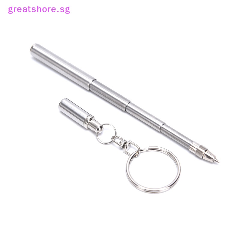 greatshore Telescopic Stainless Steel Pen Keyring Keychain Emergency ...