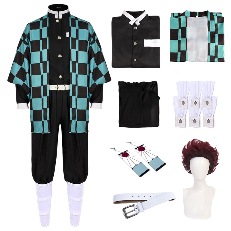 Demon Slayer Cosplay Costume Play Halloween Party Kamado Tanjirou Full ...