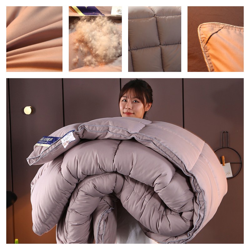 1 PC Pure Gray Color White Down Quilting Duvet Core Thickend Breathable ...