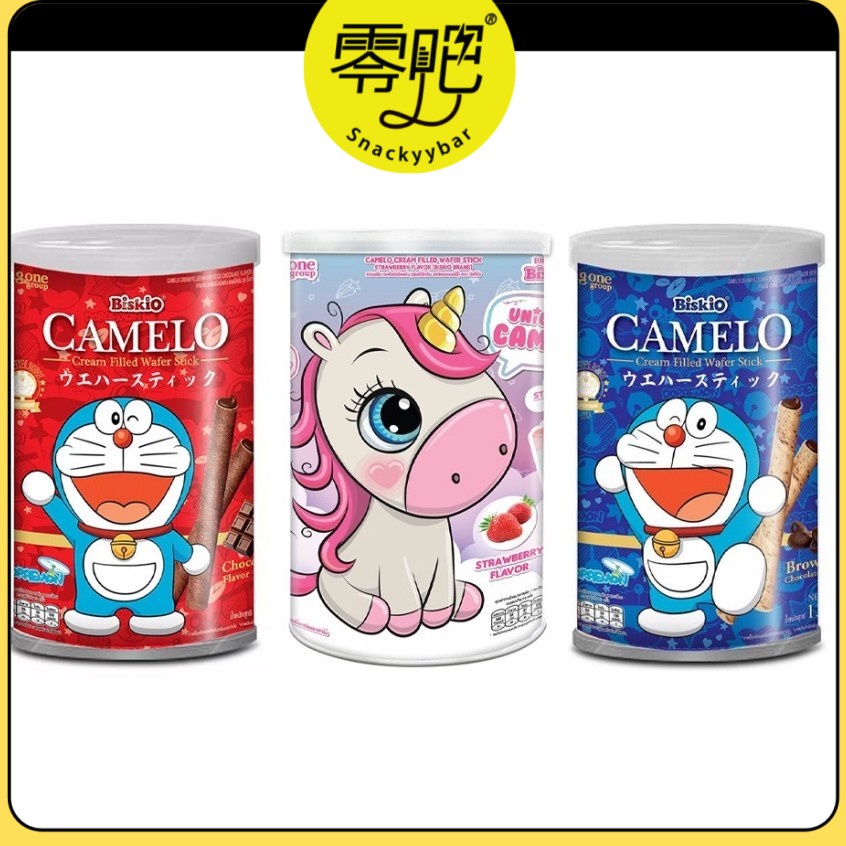 Biskio Camelo Cream Filled Wafer Stick Doraemon Choco/ Unicorn ...