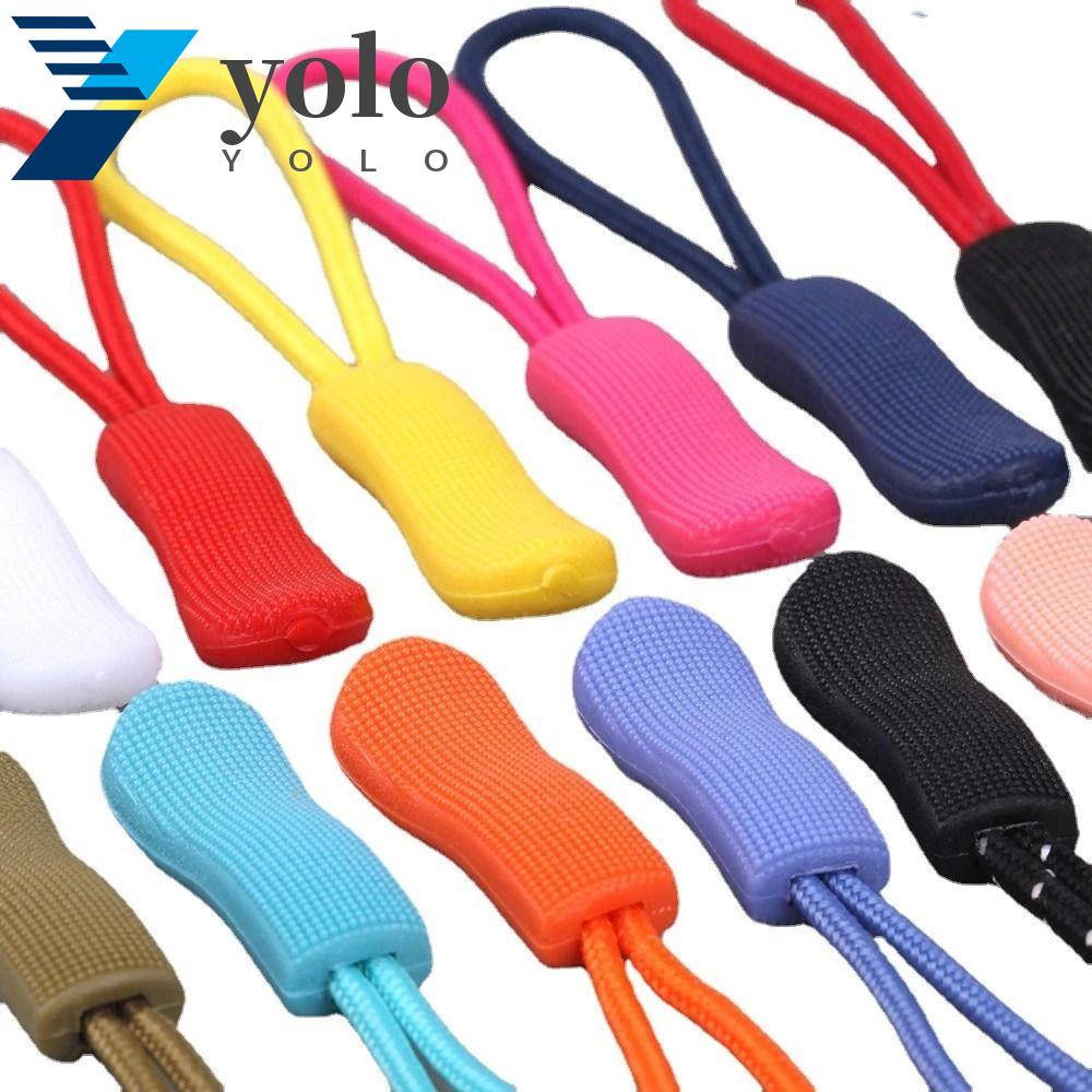 YOLO 10Pcs Zipper Ropes Colorful Replacement Ends Suitcase Clothing Zip ...