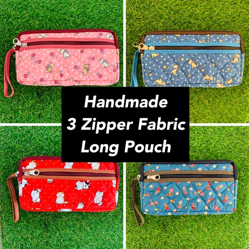 Handmade 3 Zipper Fabric Long Pouch | Shopee Singapore